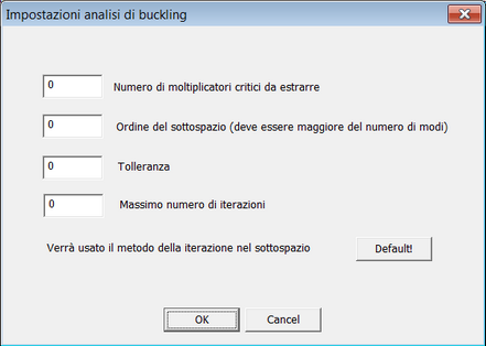 Acquisizione dati per analisi di buckling (Dialogo)